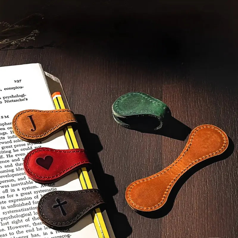 Personalized Magnetic Leather Erebloom Bookmark Clip with Initial Mono ...